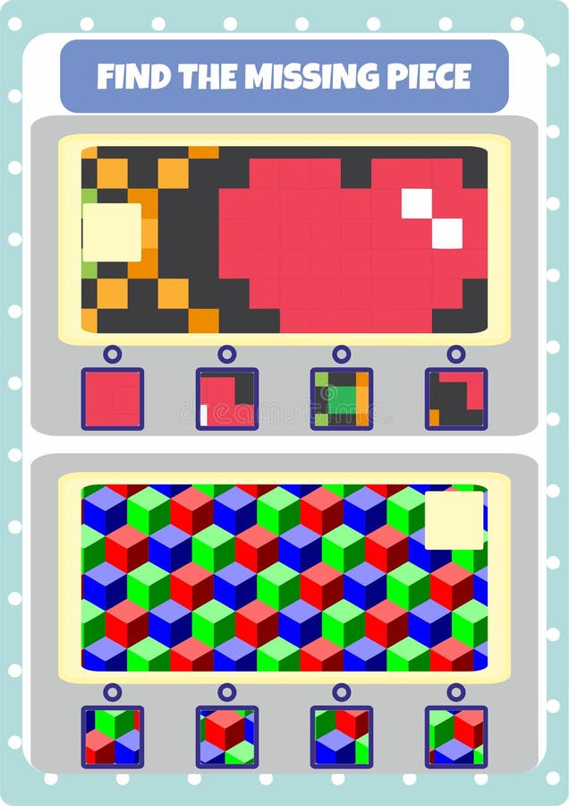 Find in the Pictures Missing Piece Stock Vector - Illustration of classroom, memory: 246336780