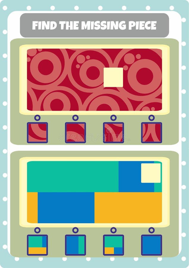 Find in the Pictures Missing Piece Stock Illustration - Illustration of words, game: 246460436
