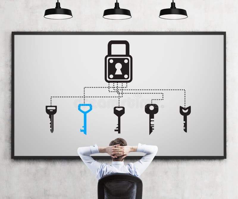 Finding the right key stock illustration. Illustration of consult ...