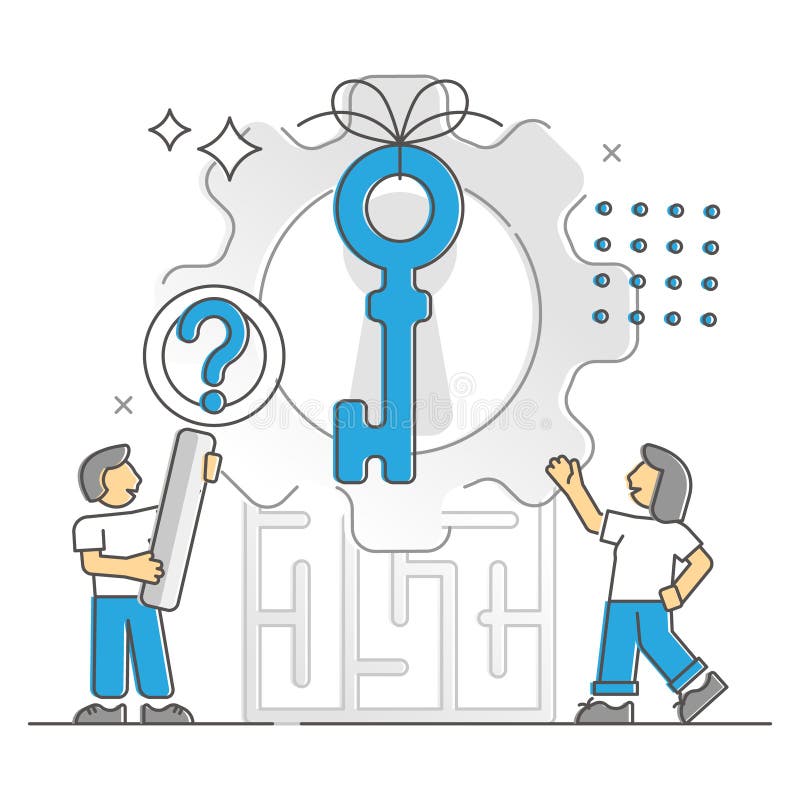 Finding Solution in Difficult Business Situation Monocolor Outline Concept Stock Vector ...