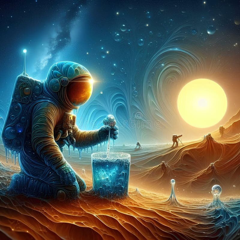 Finding Water on Planet Mars Stock Illustration - Illustration of star ...