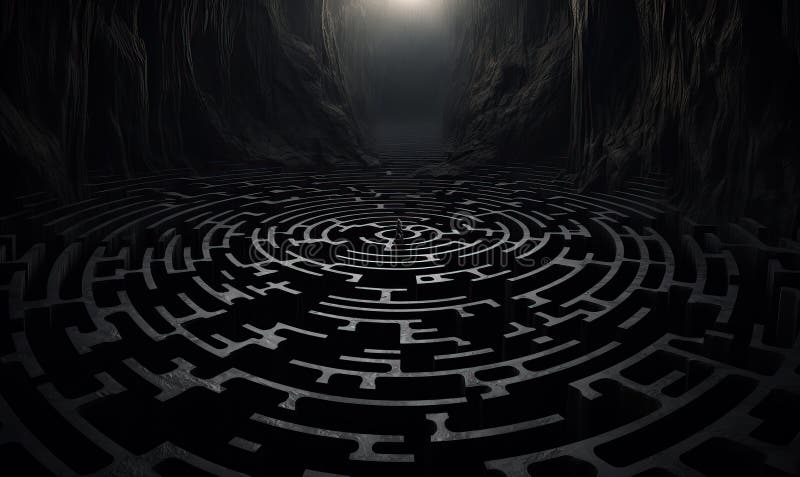 Finding a Way Out of the Black Labyrinth. Stock Photo - Image of gray ...