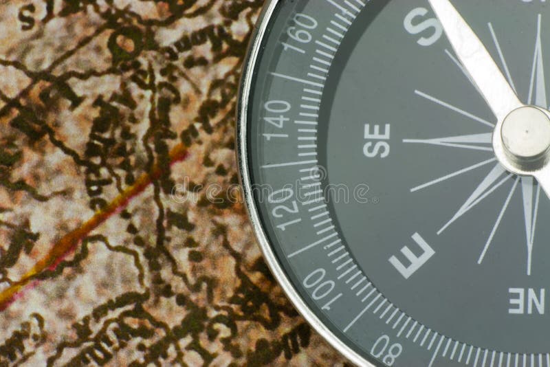 Finding Your Direction - Compass and Map Stock Photo - Image of voyage ...