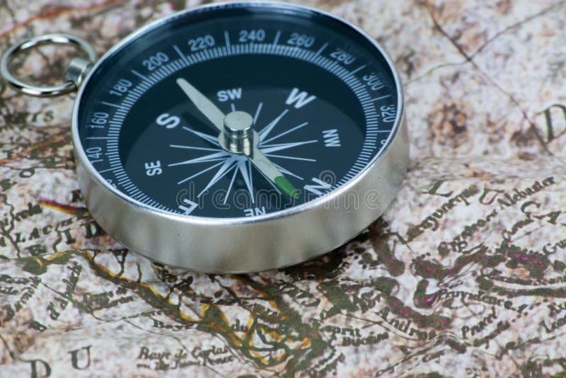 Finding Your Direction - Compass and Map Stock Photo - Image of ...