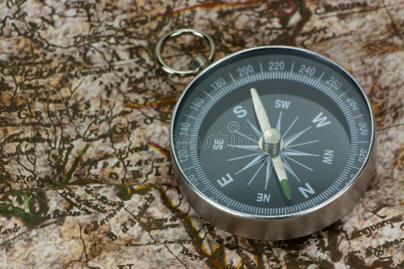 Finding Your Direction - Compass and Map Stock Image - Image of ...