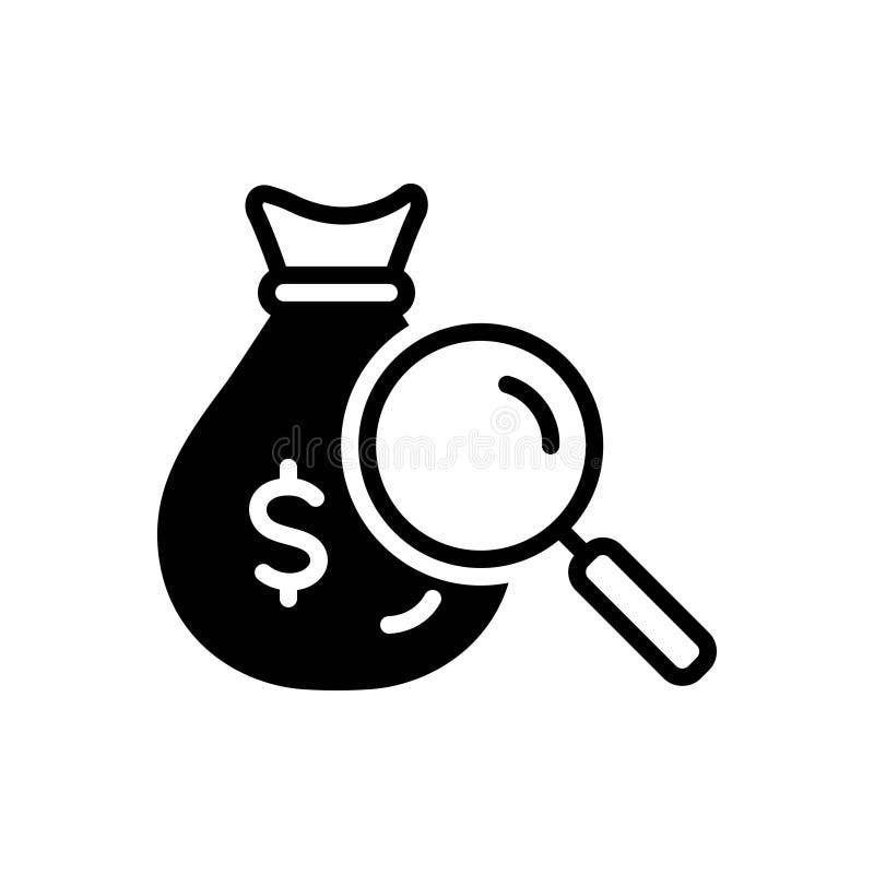 Black Solid Icon for Findings, Checking and Enquiry Stock Vector ...