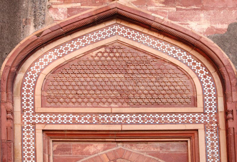 Fine Architectural Design in Agra Fort Stock Photo - Image of akbar ...