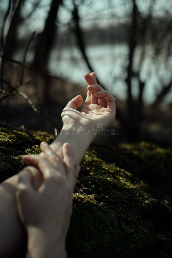 Fine Art Hands on Natural Textures Stock Photo - Image of body ...