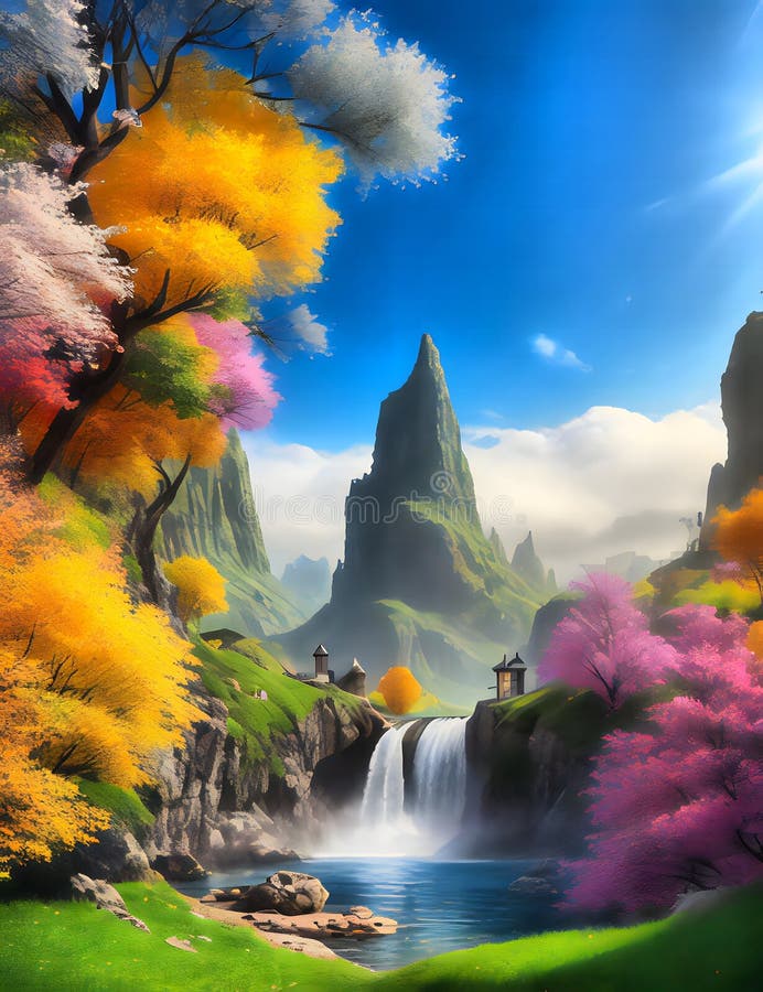 Imagine Landscape Digital Painting Artwork Stock Illustration ...