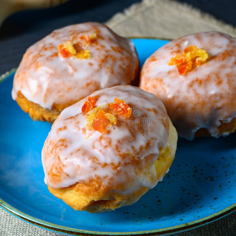 A Fine Berlin Donuts with Jam Filling and Icing Stock Image - Image of ...