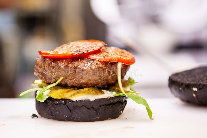 Fine Burger Dish Made by Chef Cook Stock Photo - Image of cookout ...