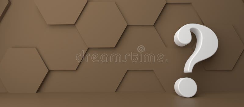 Fine 3d Concept with a White Question Mark Icon on Brown Hexagon Stock ...