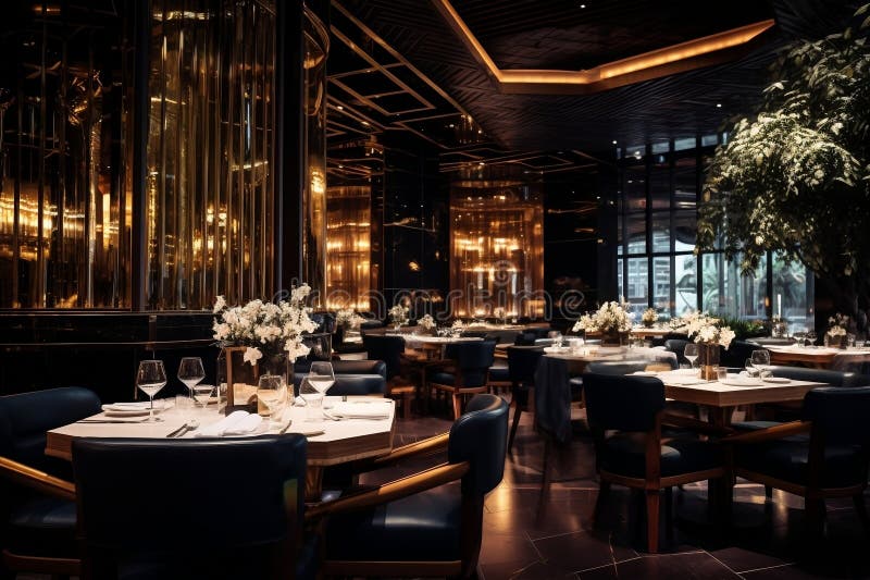 Fine Dining Elegance Restaurant Tables. Generative AI Stock ...