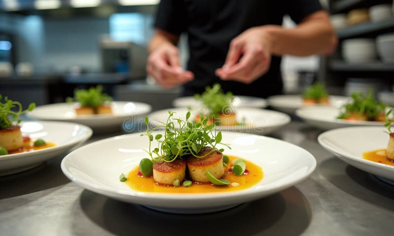 Fine Dining Gourmet Appetizers Elegant Plating Restaurant Kitchen Stock ...
