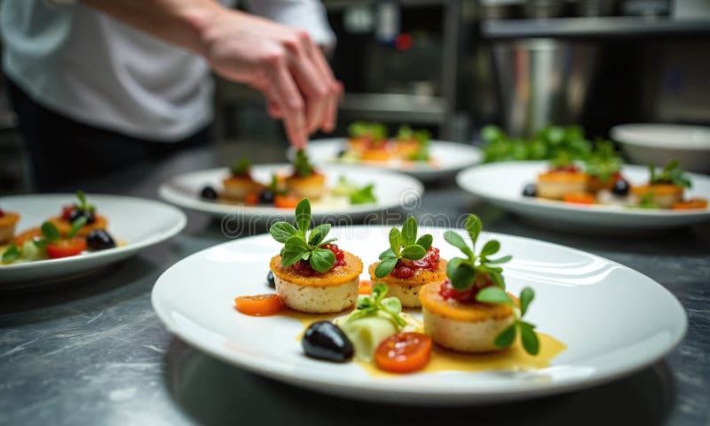 Fine Dining Gourmet Appetizers Elegant Plating Restaurant Kitchen Stock ...