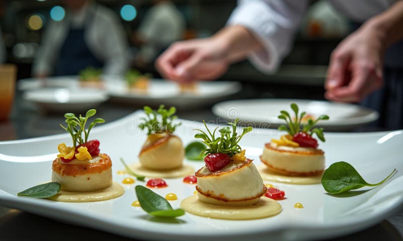 Fine Dining Gourmet Appetizers Elegant Plating Restaurant Kitchen Stock ...