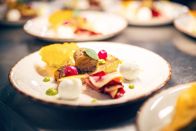 Fine dining plate concept stock image. Image of tasty - 310764817