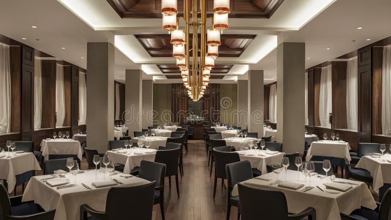 Fine Dining Restaurant Interior within a Hotel Stock Image - Image of ...