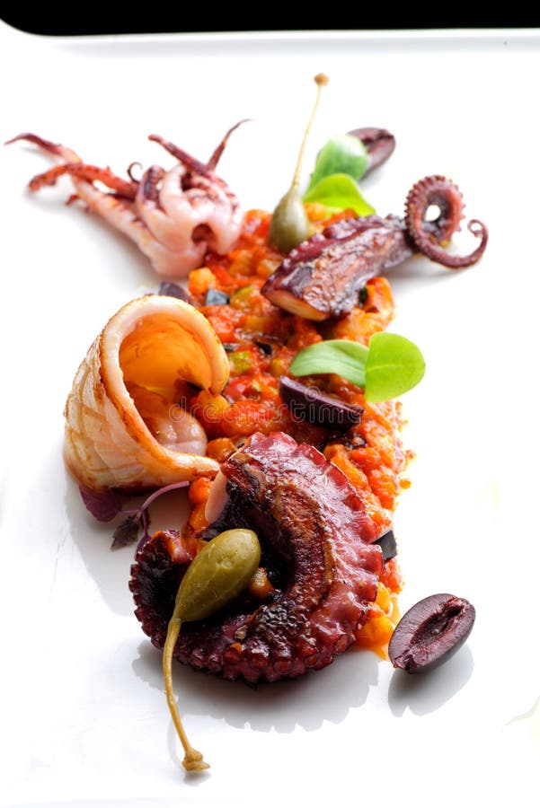 Fine Dining Seafood Appetizer Stock Photo - Image of meal, drop: 211607026