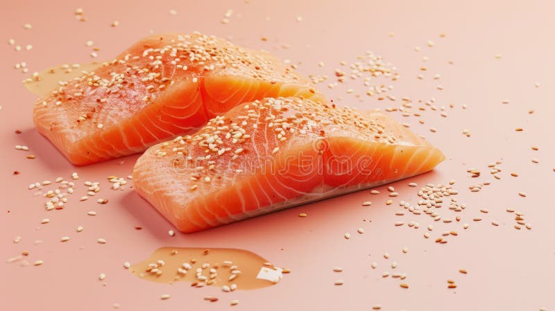 Fine Dining: Sesame Salmon Presentation. Stock Illustration ...