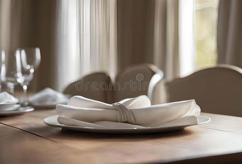 Fine Dining Setup with Elegant Napkins Stock Illustration ...