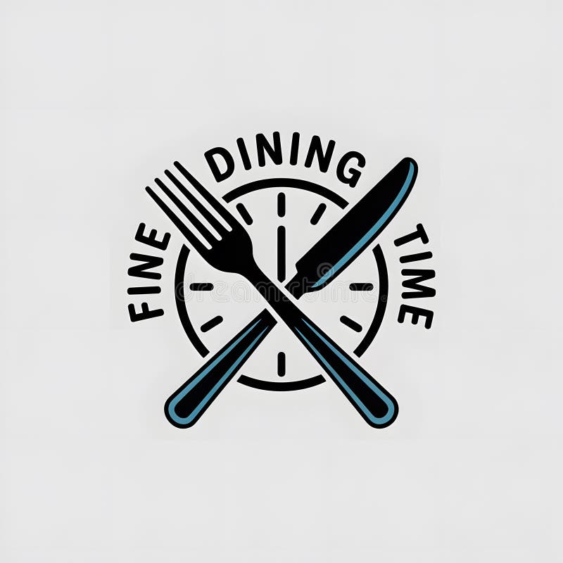 Fine Dining Time Icon Featuring Fork and Knife Crossed Over a Clock ...