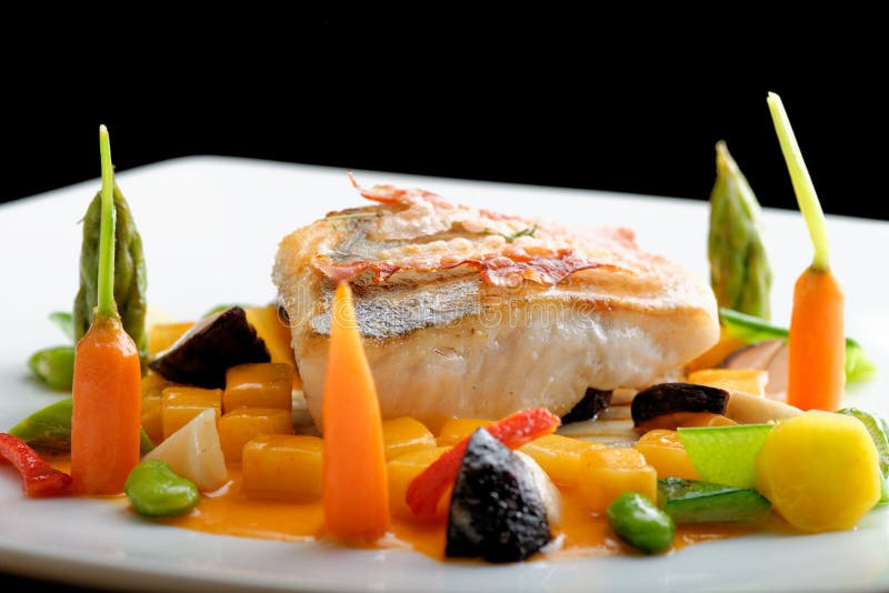 Seabass Haute Cuisine Dish with Herbs Stock Image - Image of gastronomy ...
