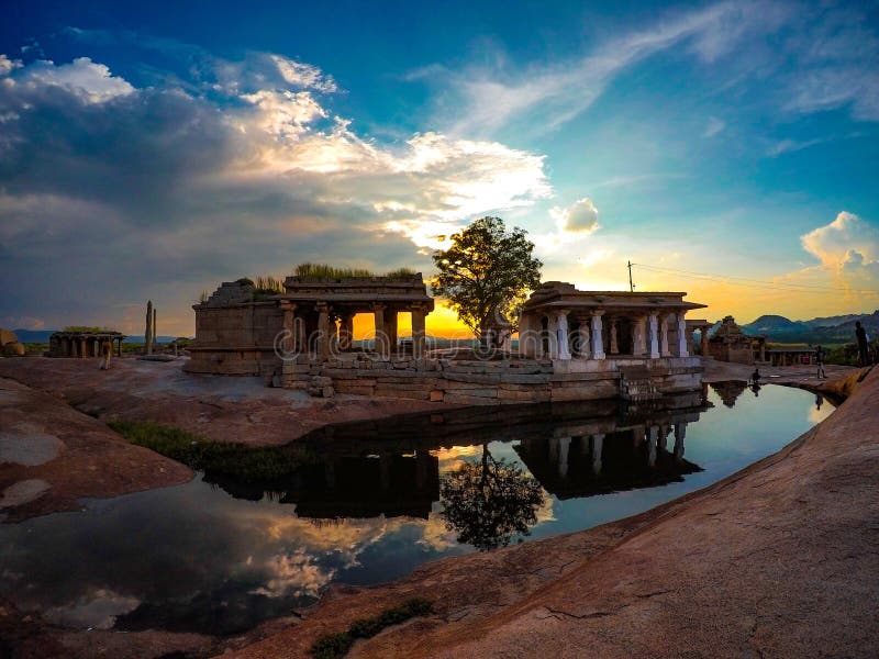 Sunset View from Hampi stock photo. Image of evening - 107176680