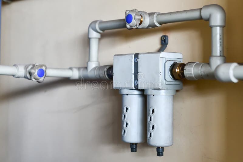 The Fine Filter of Water Supply is Fed into One System, Fixed on the ...