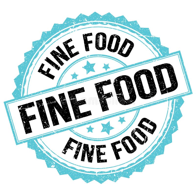 FINE FOOD Text on Blue-black Round Stamp Sign Stock Illustration ...