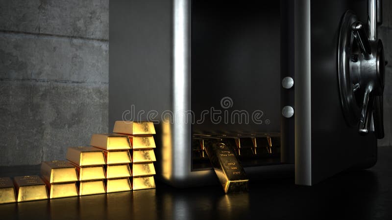 Fine Gold Growth Chart Safe. 3D Illustration Stock Illustration ...