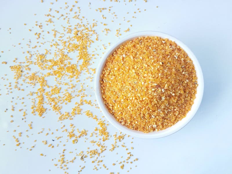 Fine Grain Corn in White Bowl Isolated on White Background Stock Image ...