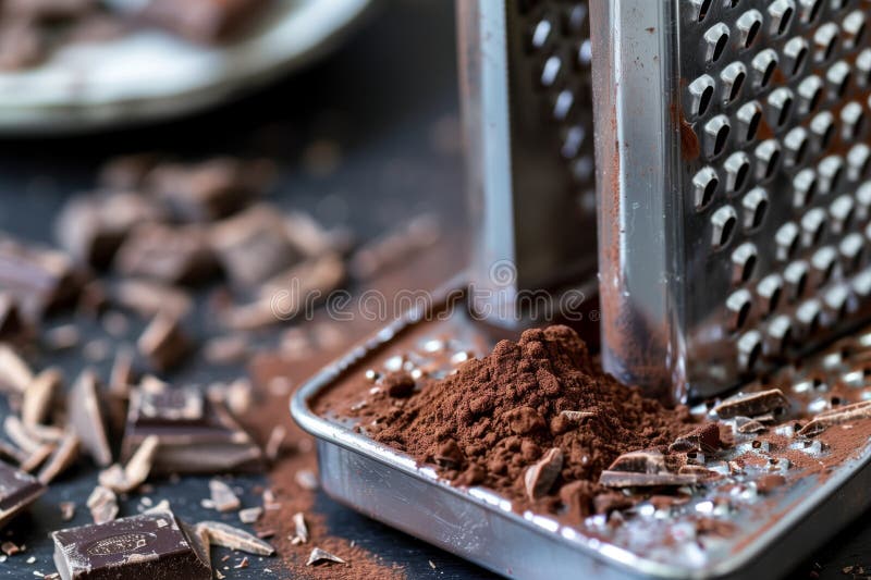 Fine Grater with Powdered Chocolate for Dusting Desserts Stock Image ...