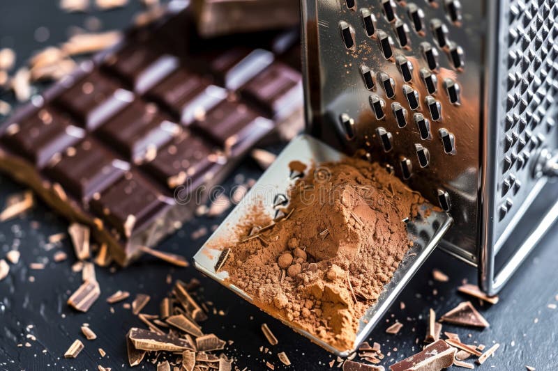 Fine Grater with Powdered Chocolate for Dusting Desserts Stock Image ...
