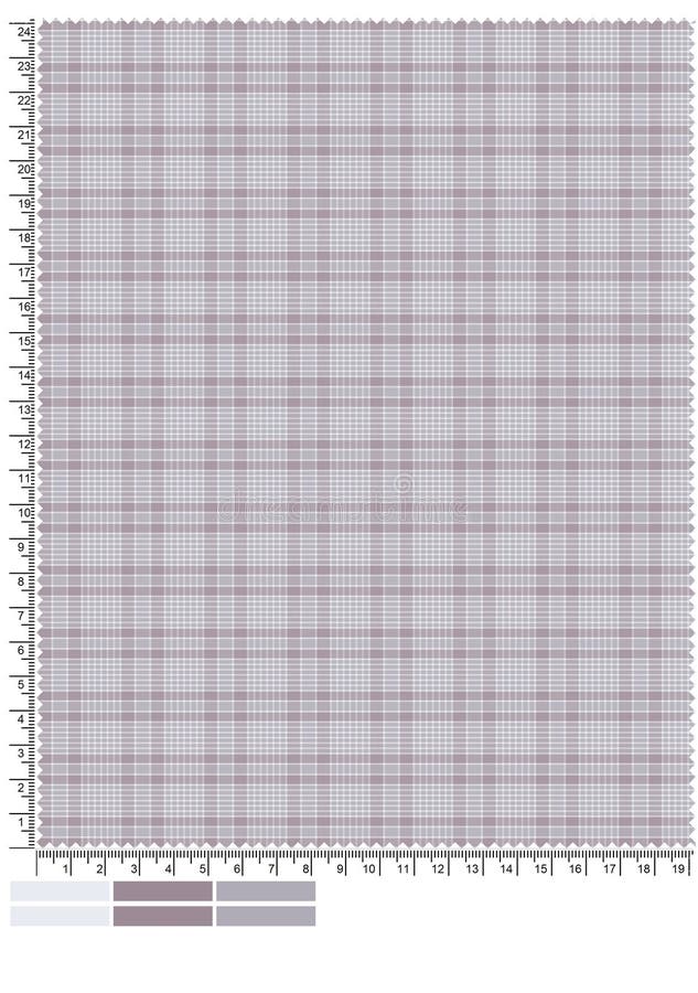 Fine Grey and White Checked Fabric Sample with Measurement Guide Stock ...