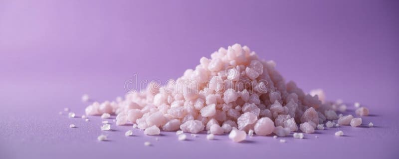 Fine Himalayan Salt Flakes on a Rich Lavender Background, Peaceful ...