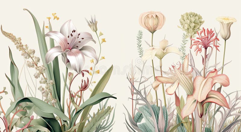 Fine and Intricate Botanical Illustrations of Flowers, Leaves and ...