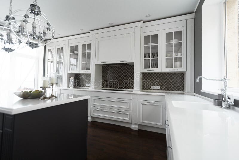 Fine Kitchen in the Style of American Classic Stock Image - Image of ...