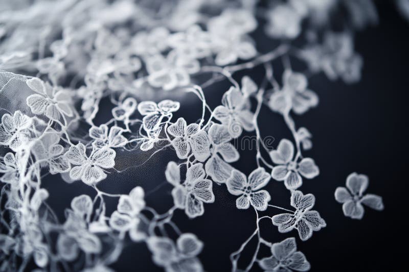 Fine Lace Texture, Delicate White Floral Patterns Against a Dark ...
