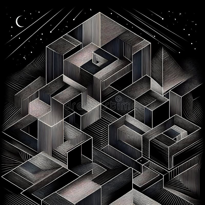 Fine Line Designed Minimalistic Repeating Pattern Projected. Stock ...