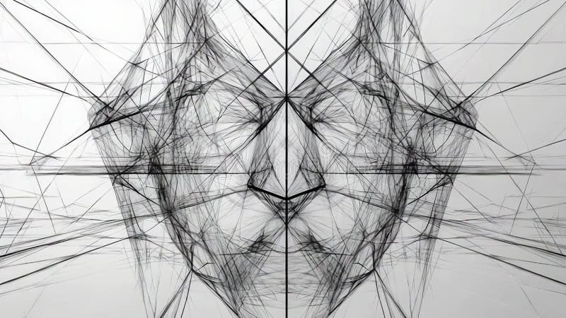 Abstract Face Emerging from Intertwined Lines Creating a Surreal and ...
