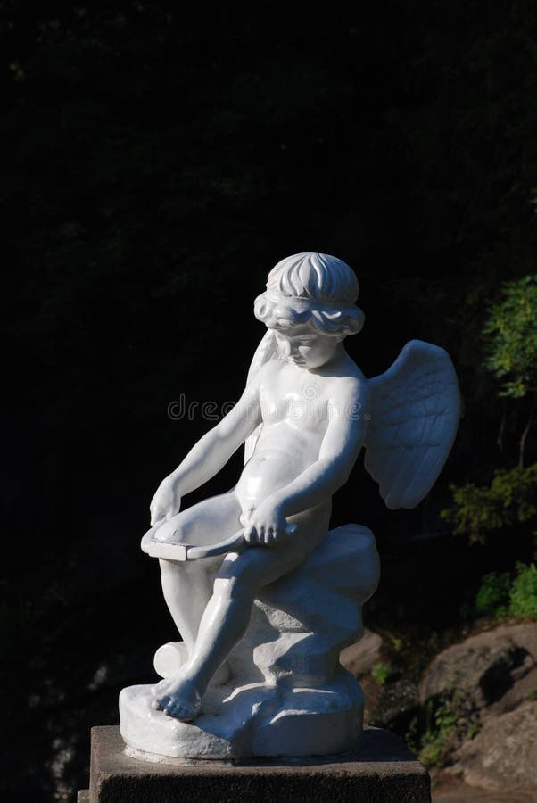Fine Marble Stone Sculpture Angel Stock Photo - Image of face, blue ...