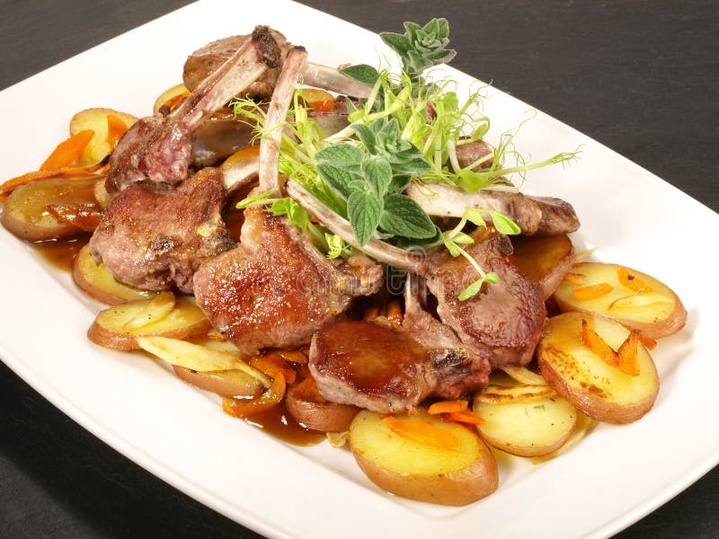 Fine Meat - Medium Lamb Racks with Vegetables and Roasted Potatoes ...