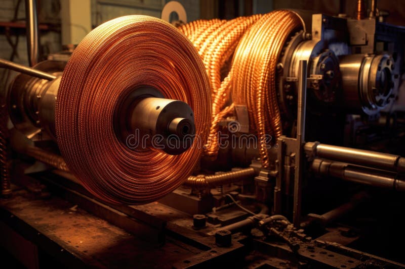 Fine Metal Wire Being Coiled by a Machine Stock Image - Image of ...