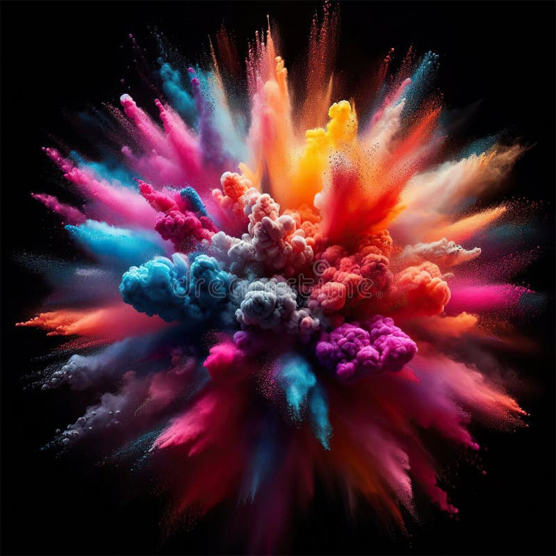 Fine Powder Exploding Outwards a Black Background Stock Illustration ...