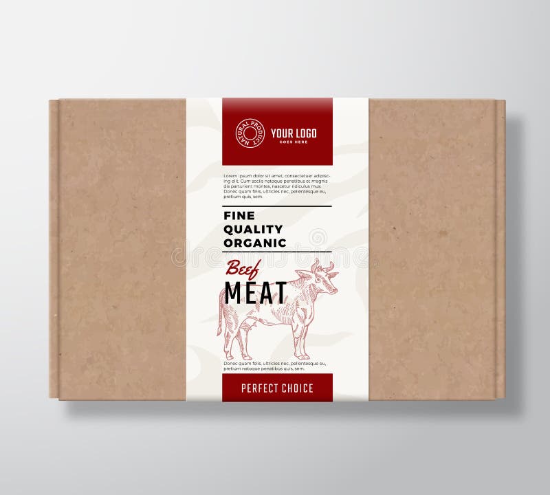 Fine Quality Organic Beef. Abstract Vector Meat Packaging Design or ...