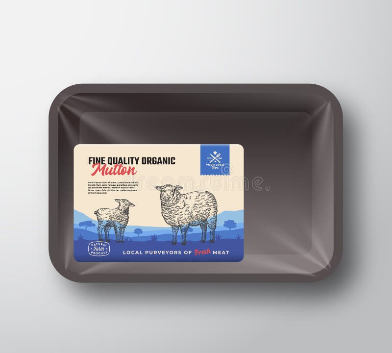 Fine Quality Organic Mutton. Abstract Vector Meat Plastic Tray ...