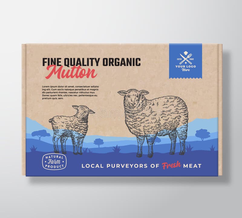 Fine Quality Organic Mutton. Vector Meat Packaging Label Design on a ...