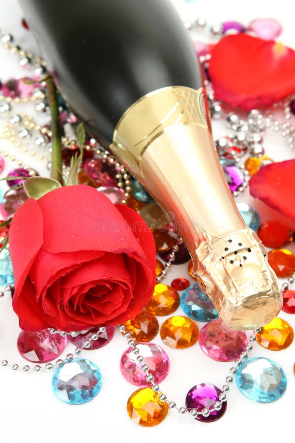 Fine rose and champagne stock photo. Image of scarlet - 12708614