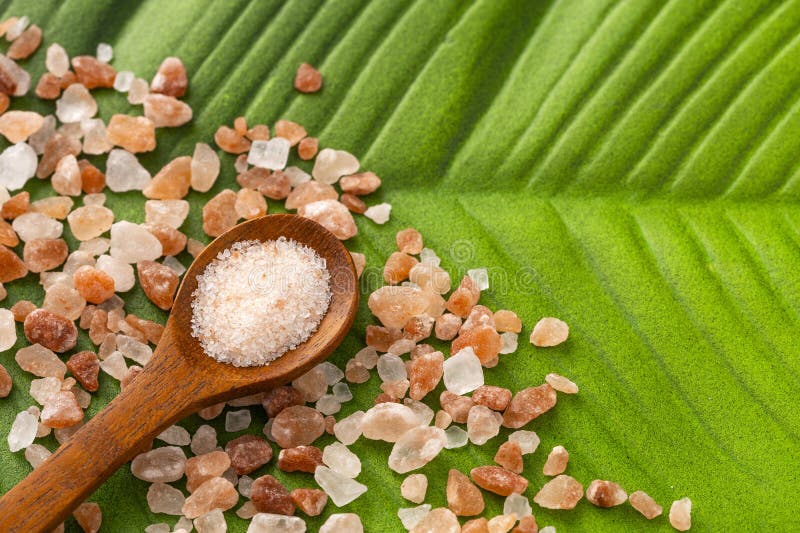 Fine Salt and Pink Himalayan Crystals on the Spoon Stock Image - Image ...